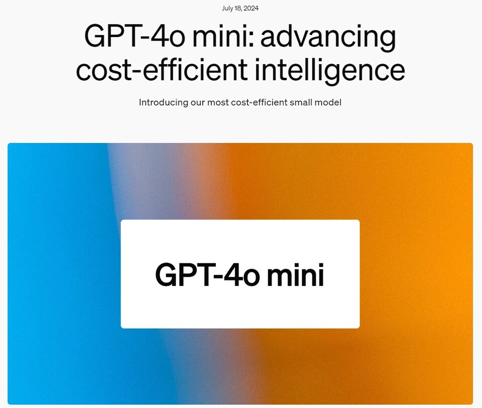 오픈AI가 가성비 AI ‘GPT-4o 미니’를 출시한 이유